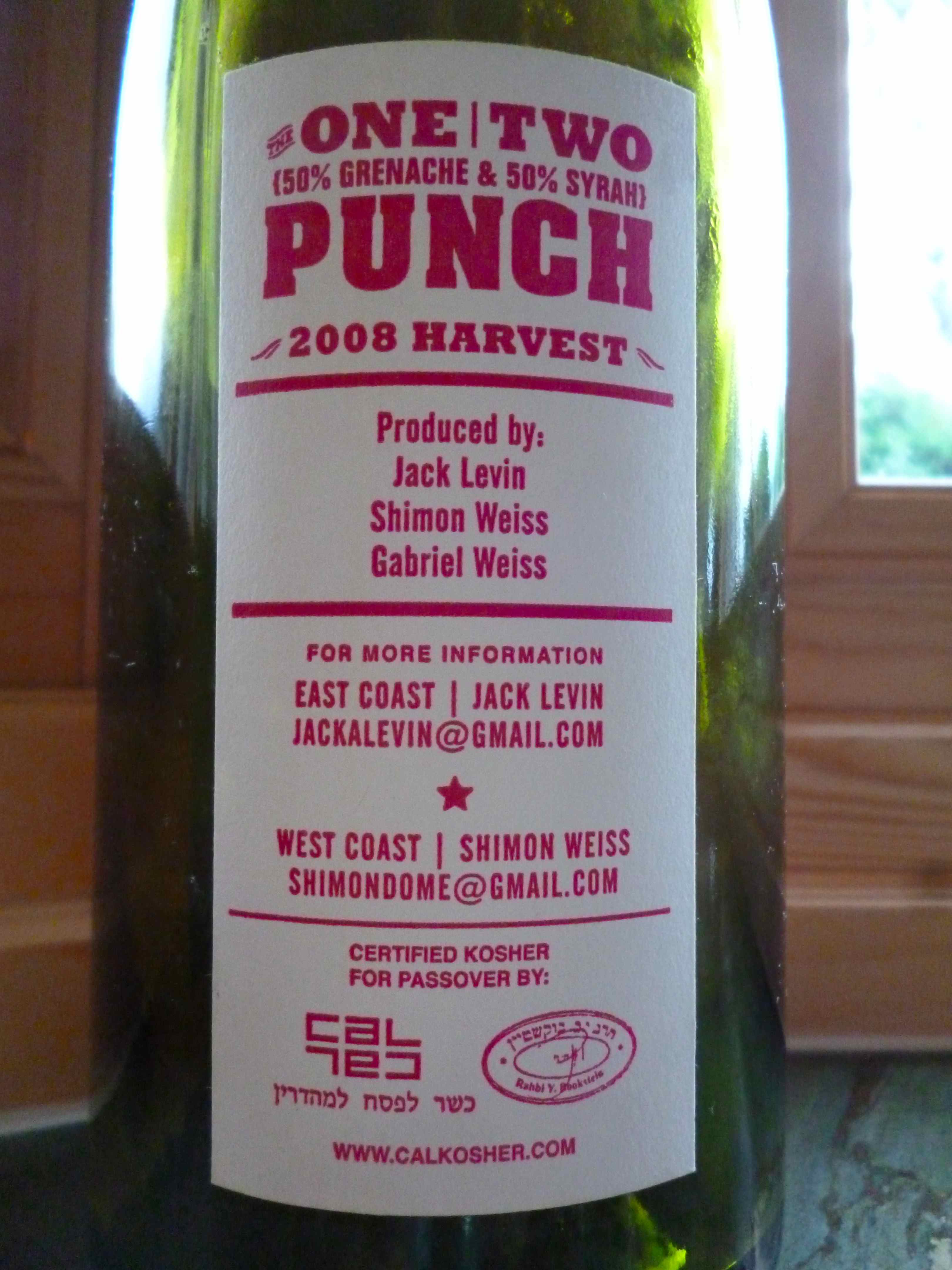One – Two Punch – back label | Wine Musings Blog